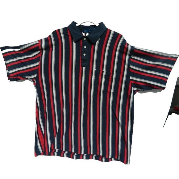 Towncraft | Shirts | Towncraft Polo Mens 2xl Ss Striped Red White Blue ...